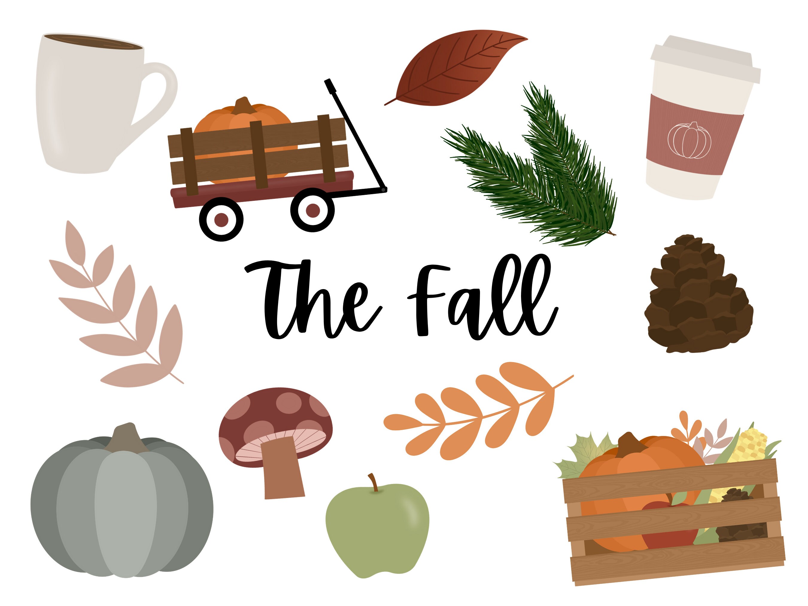 Fall Clipart, Autumn Clipart, Digital Download, Pumpkin, Orange, Fall ...