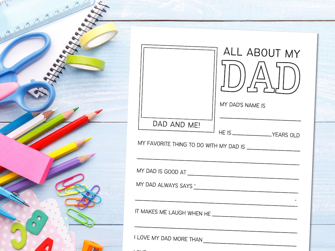 All About My Dad, Father's Day Questionnaire, Printable, Activity - Etsy