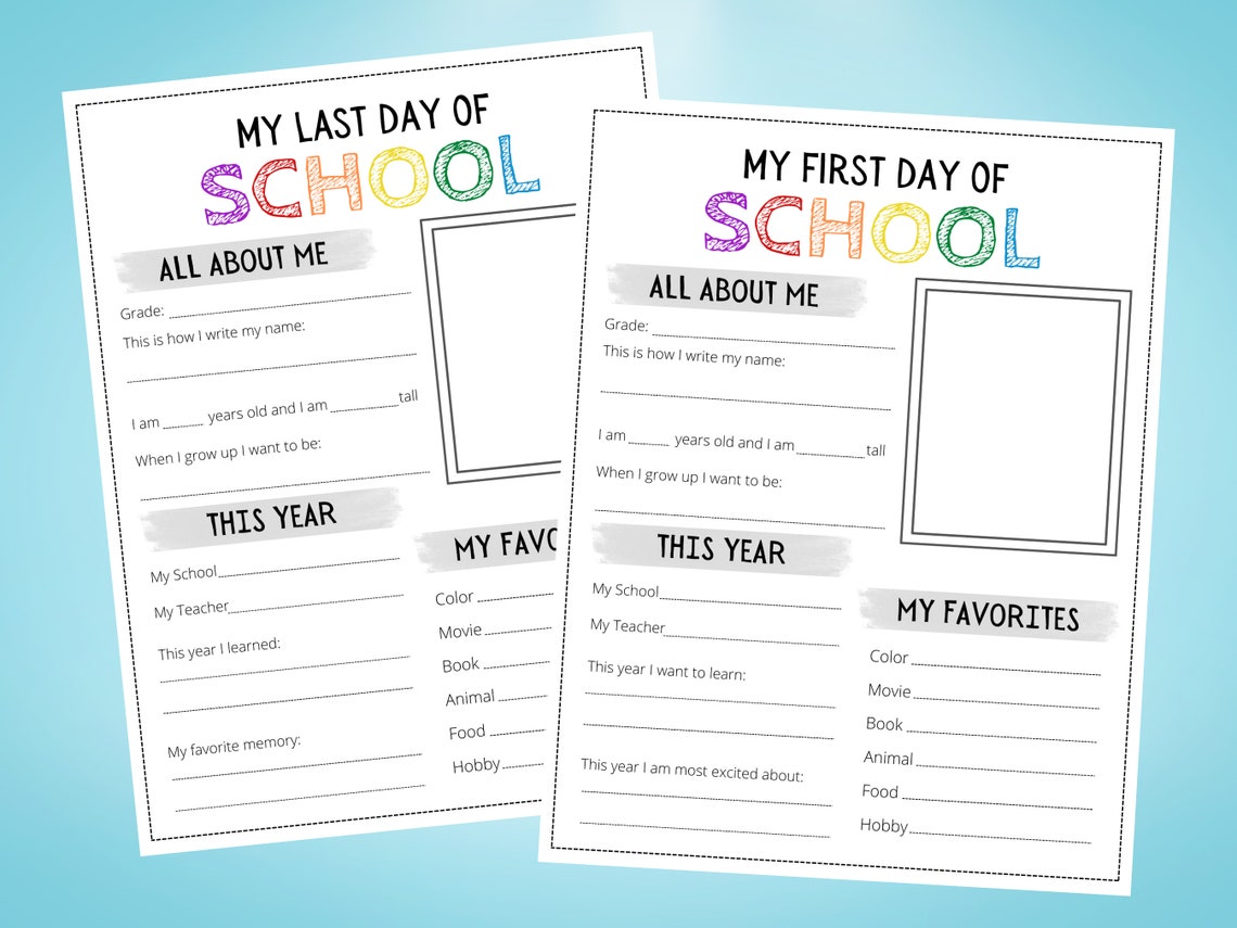 First Day of School Questionnaire, Back to School Interview, Last Day ...