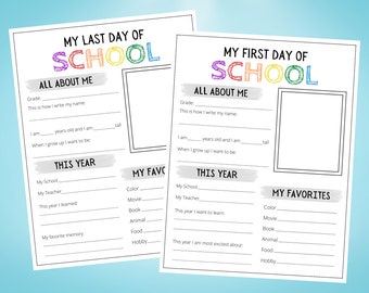 First and Last Day of School Printable, Back to School Questionnaire ...