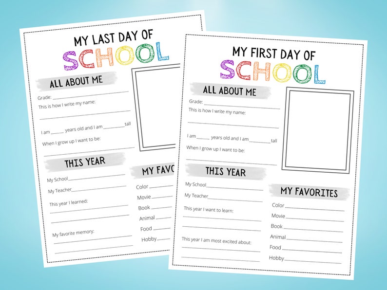 First Day of School Questionnaire, Back to School Interview, Last Day ...