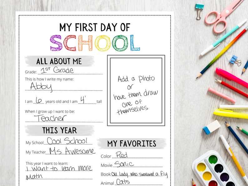 First Day of School Questionnaire, Back to School Interview, Last Day of School Printable, Back ...