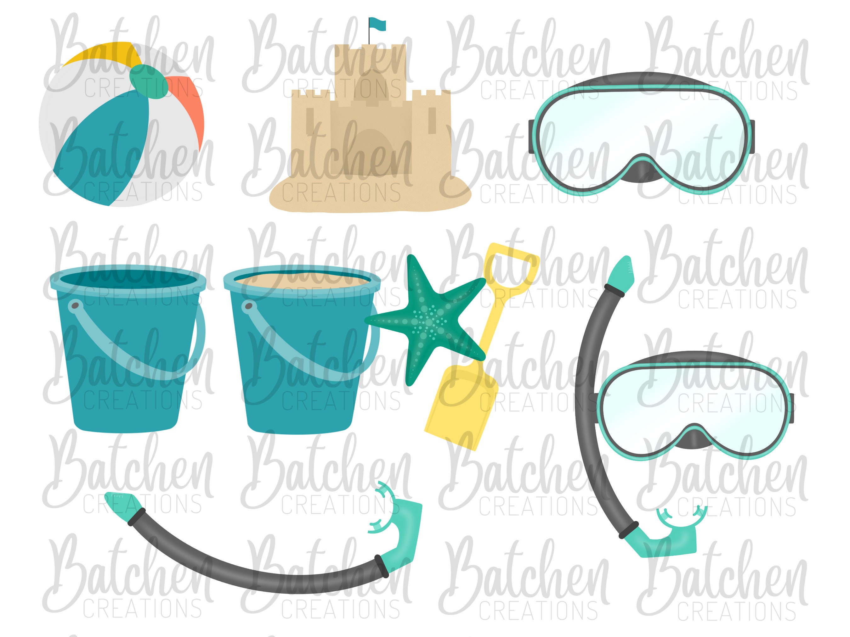 Beach Clipart for Summer, Summer Tropical Clipart, Beach Time, Hello ...