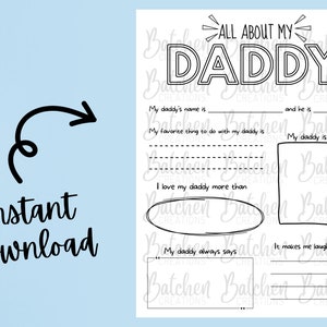 All About My Daddy, Father's Day, Questionnaire, Activity Sheet, Bonus ...