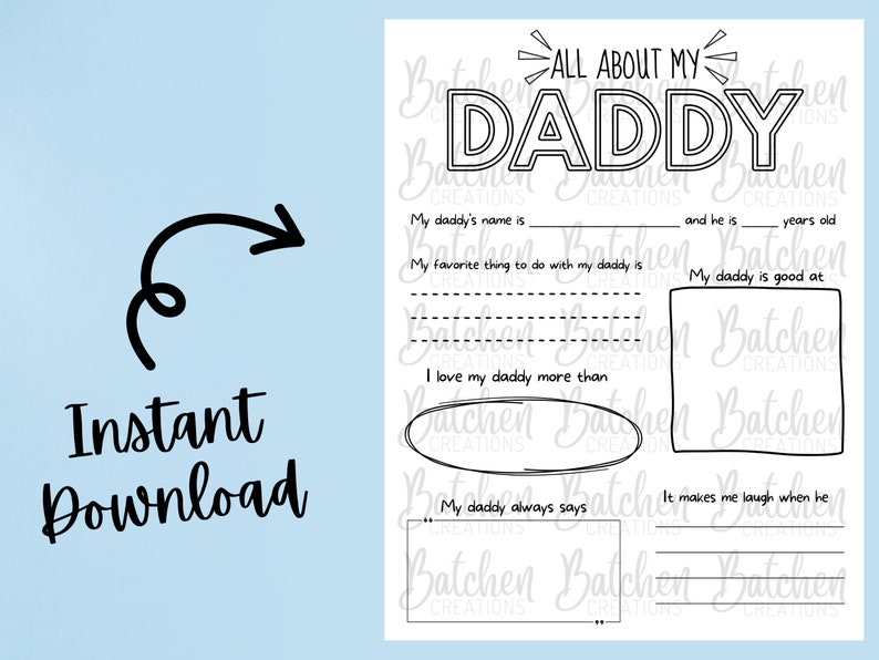 All About My Daddy, Father's Day, Questionnaire, Activity Sheet, Bonus ...