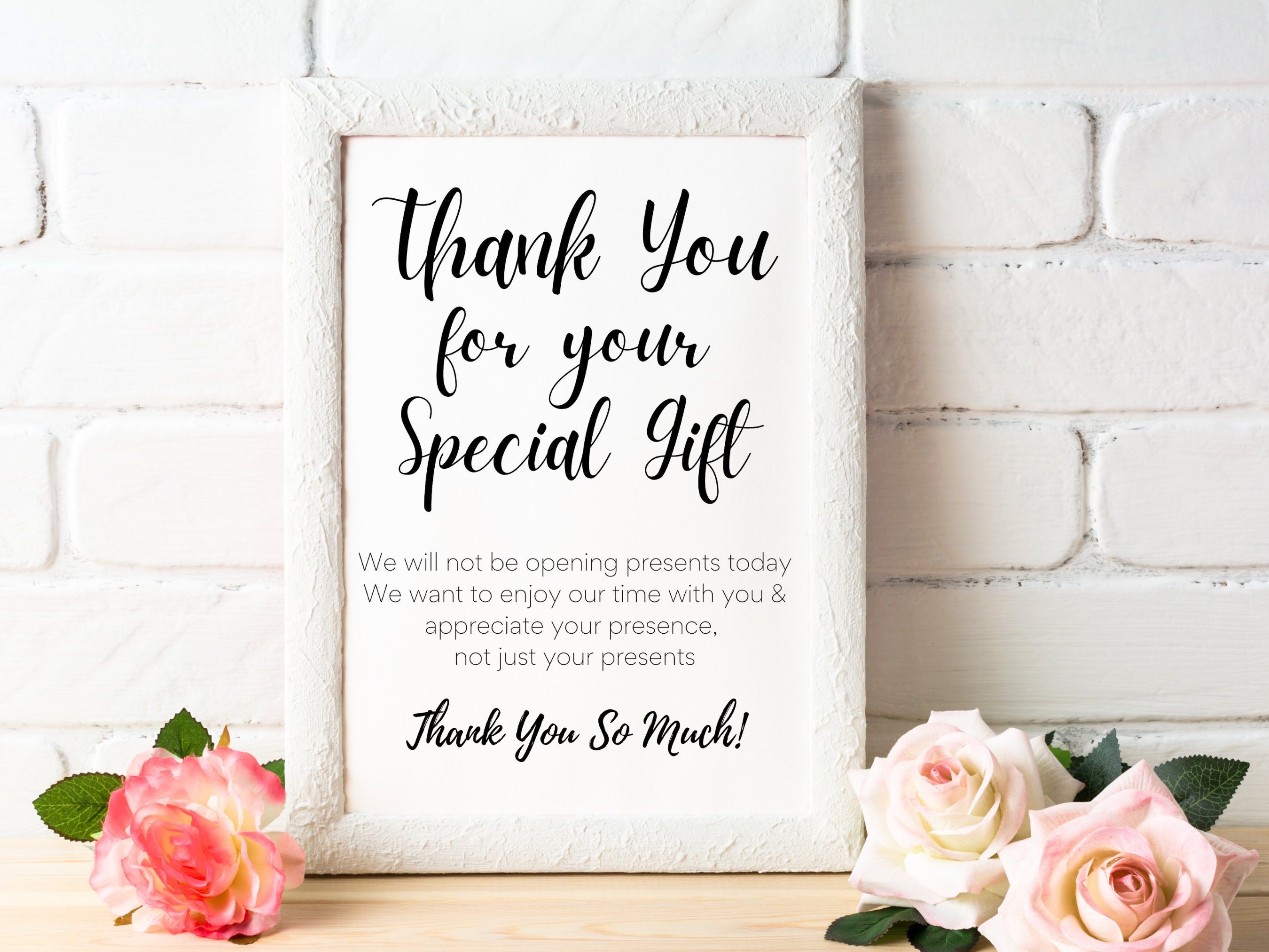 Not Opening Presents Printable, Thank You for Your Special Gift ...
