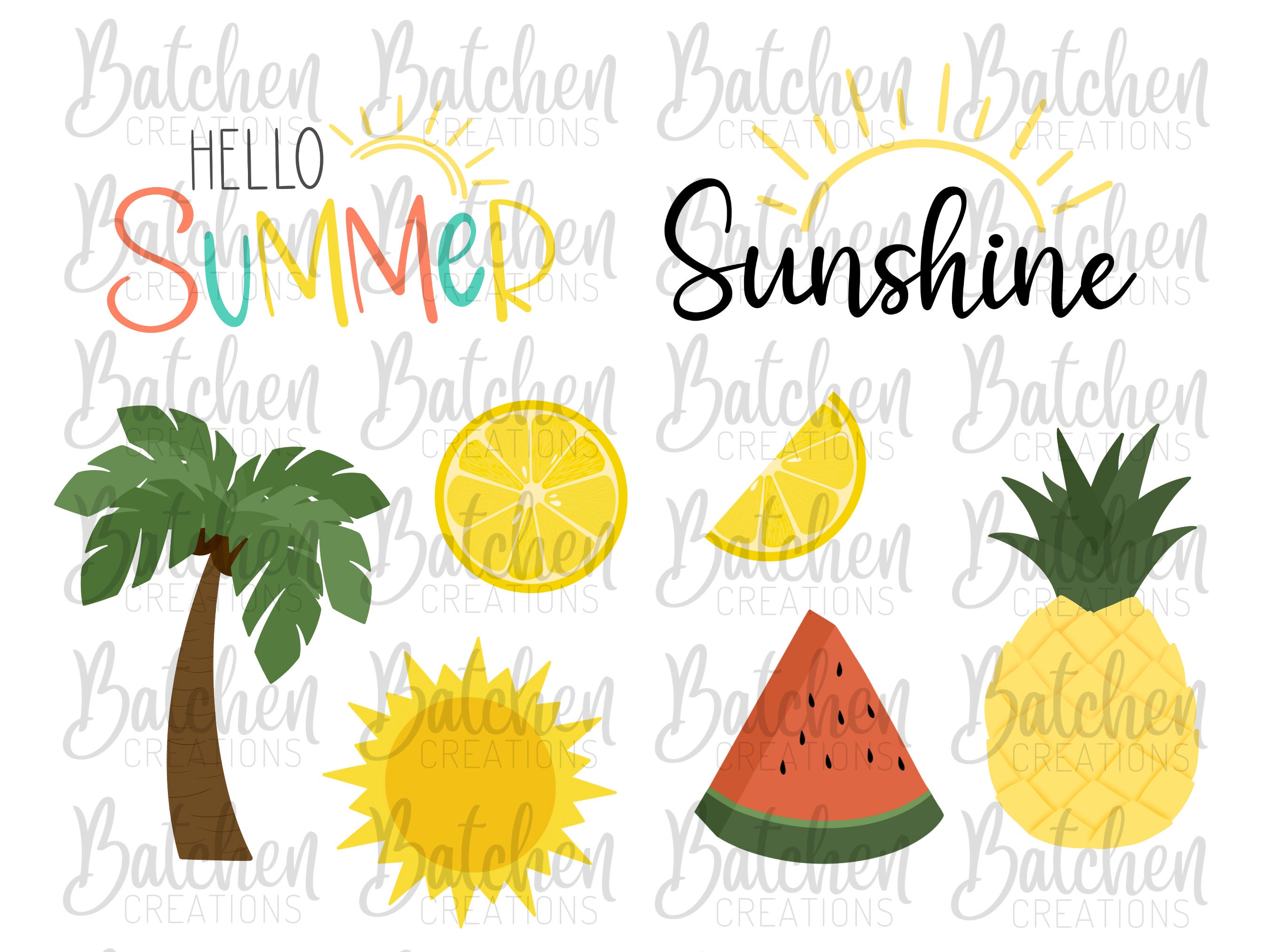 Beach Clipart for Summer, Summer Tropical Clipart, Beach Time, Hello ...