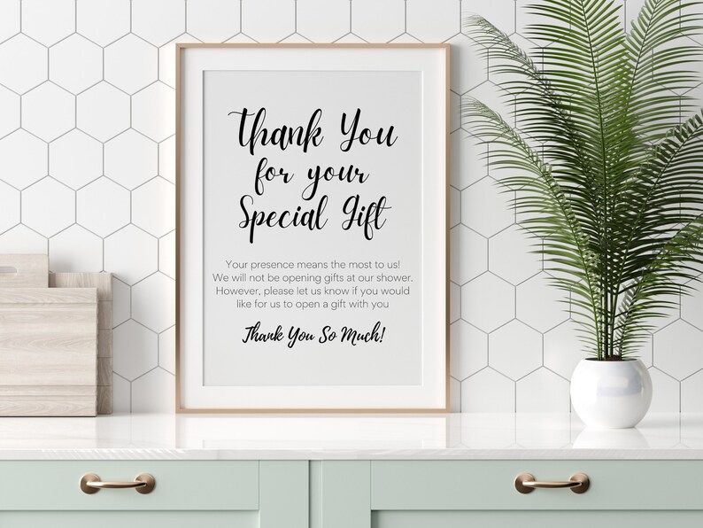 Not Opening Presents Printable, Thank You for Your Special Gift ...