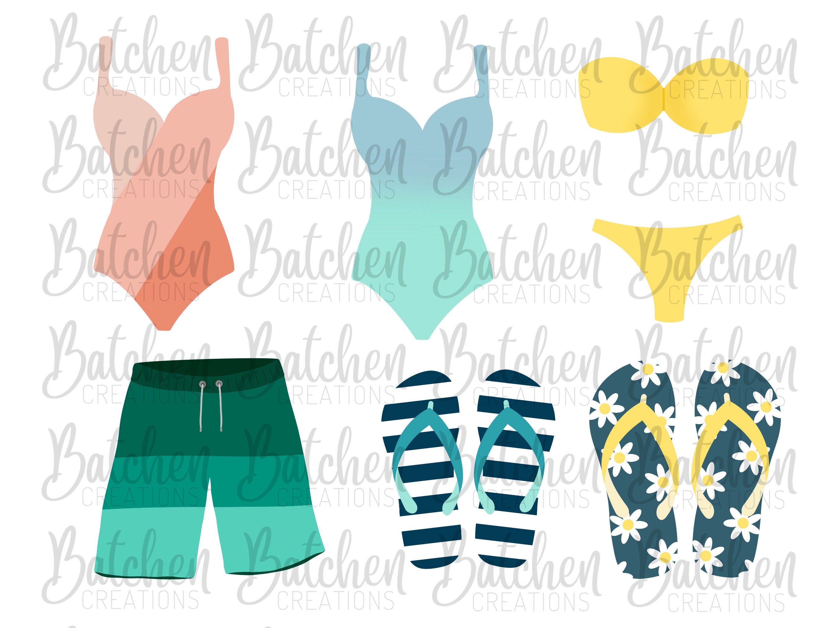 Beach Clipart for Summer, Summer Tropical Clipart, Beach Time, Hello ...
