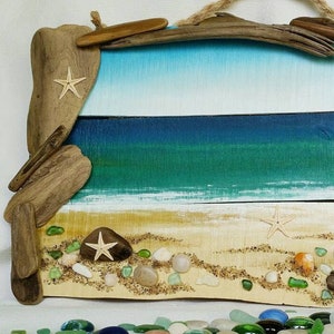 Handmade Sea - Themed Painting, Beachhouse Decor, Sea Treasures Collage ...