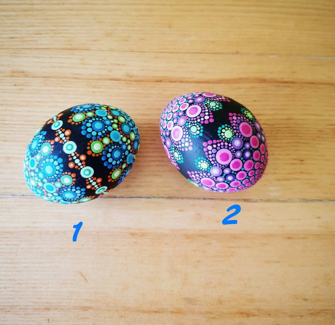 Handmade Wooden Easter Eggs – Dot Art Technique, Hand Painted Eggs, Dot ...