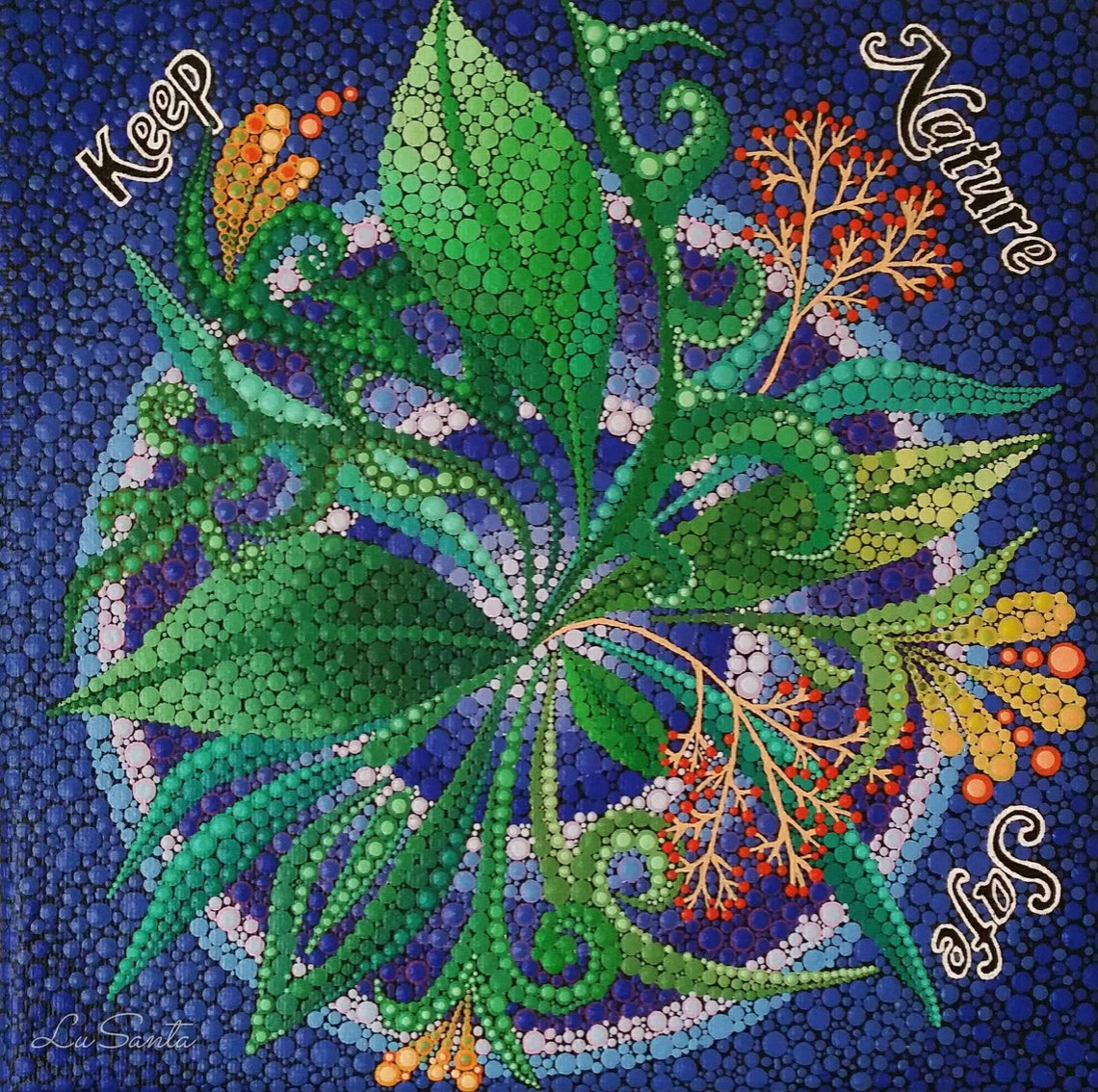 Original Dot Painting Keep Nature Safe Wall Art Dot Art - Etsy