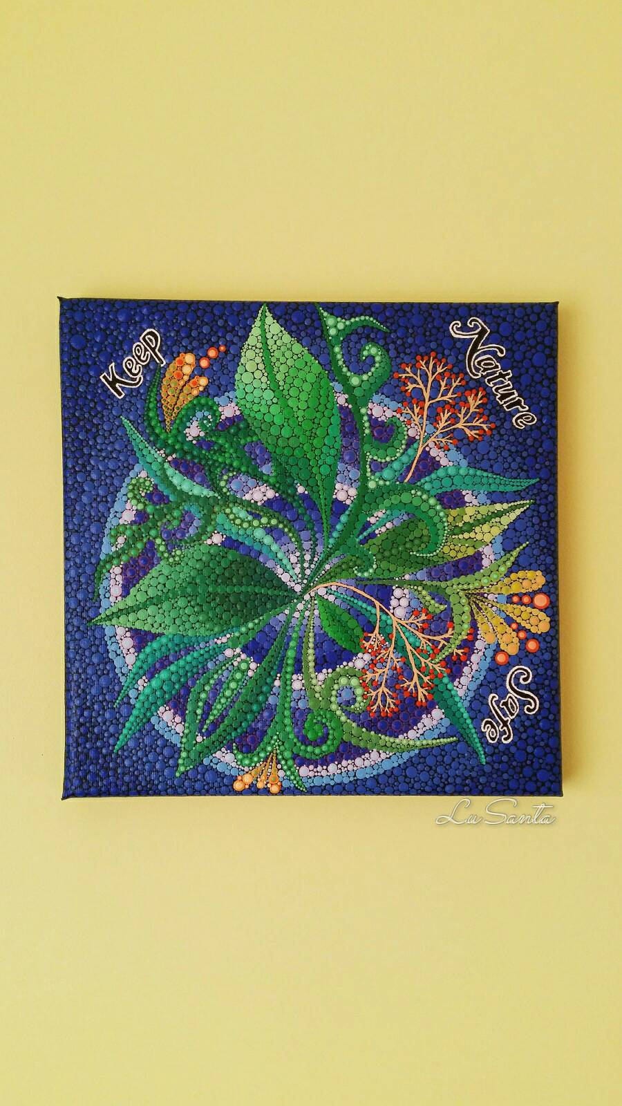 Original Dot Painting Keep Nature Safe Wall Art Dot Art - Etsy