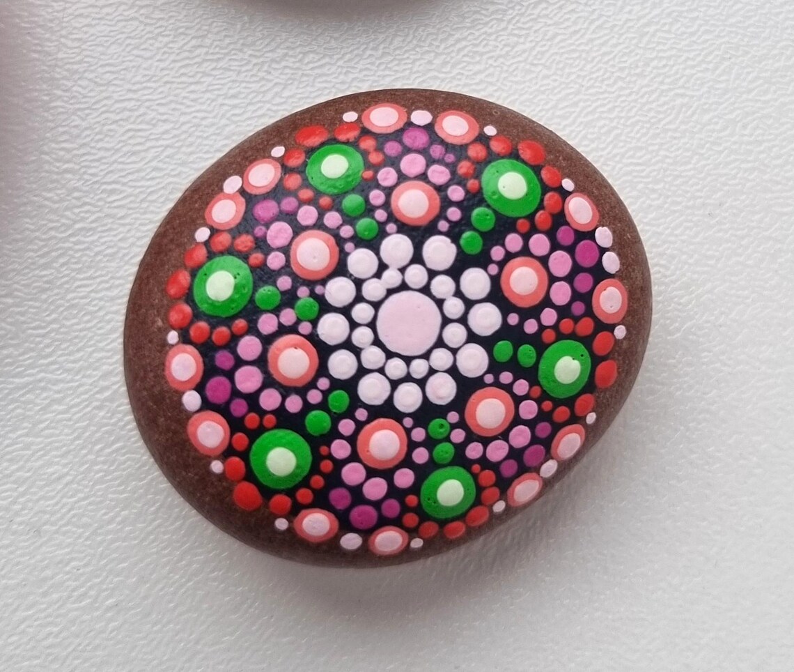 Set of 3 Mandala Pebbles, 3 Mandala Refrigerator Magnets, Painted ...