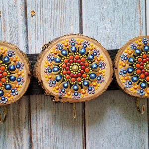 Handmade Wooden Key and Kitchen Towel Holder With Mandalas, Wall Key ...