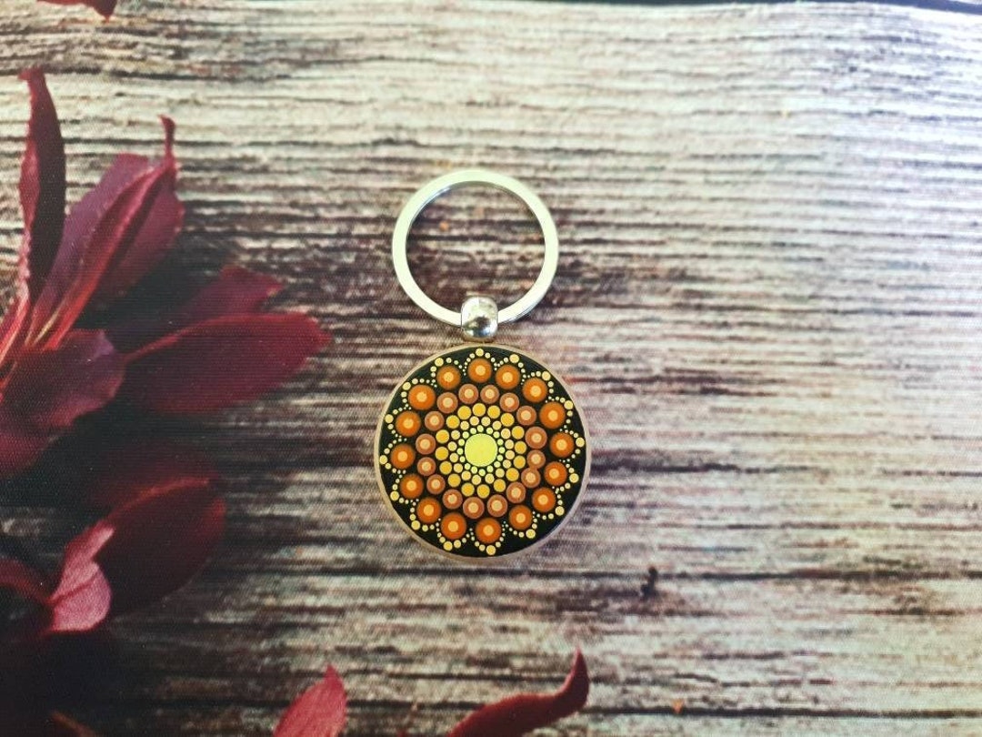 Yoga Key Chain, Hippie Key Ring, Wooden Keychain, Colorful Hand Painted ...