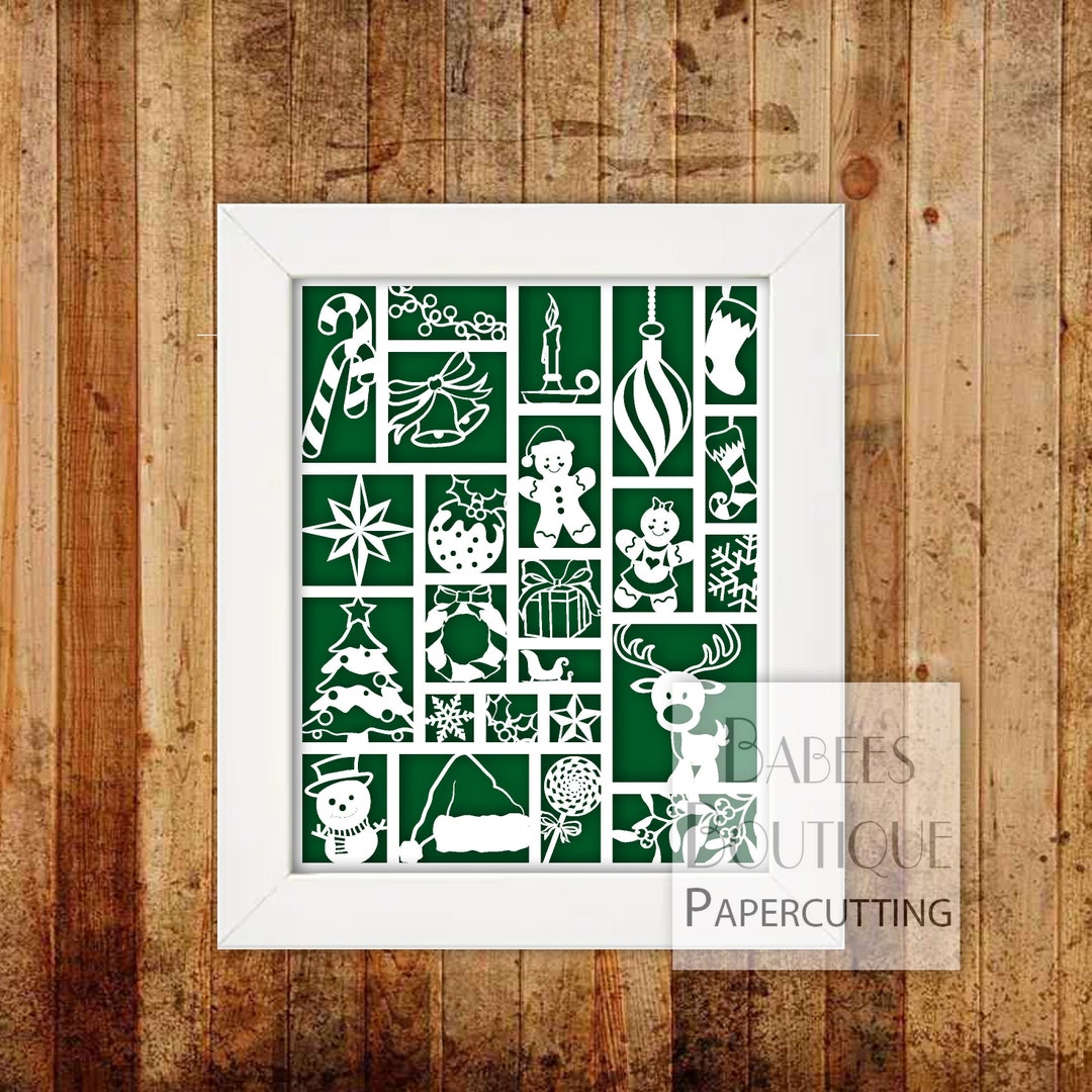 Christmas Grid Papercutting Template Christmas Papercut by - Etsy