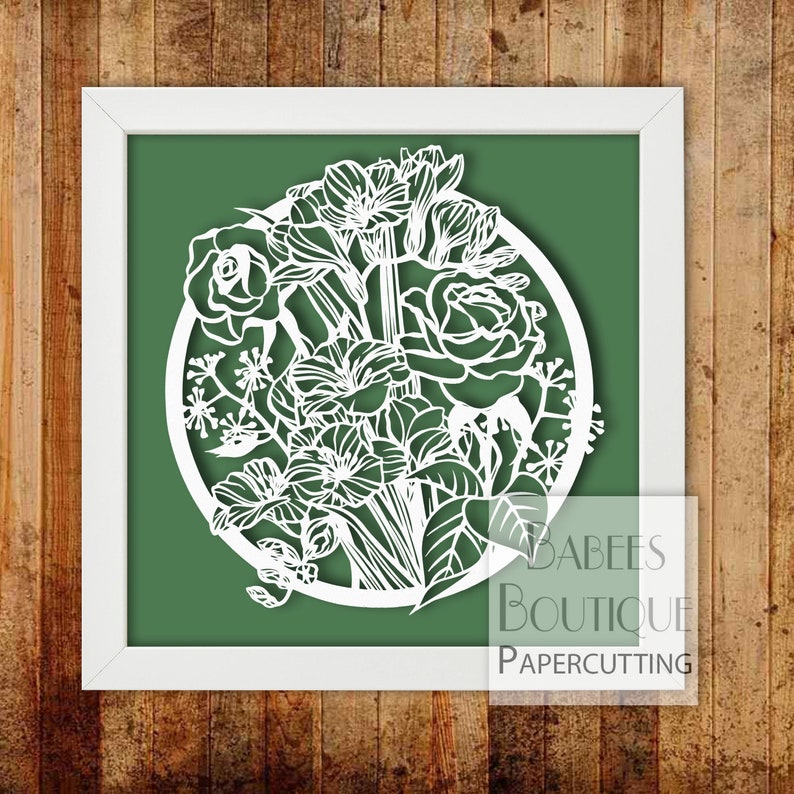 Freesia and Rose Floral Papercutting Template Roses - Etsy