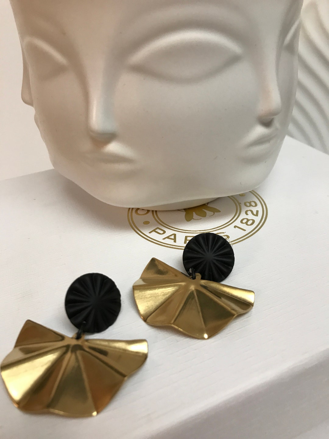 Gold Folding Fan Earrings , Free Gift Wrap - Etsy