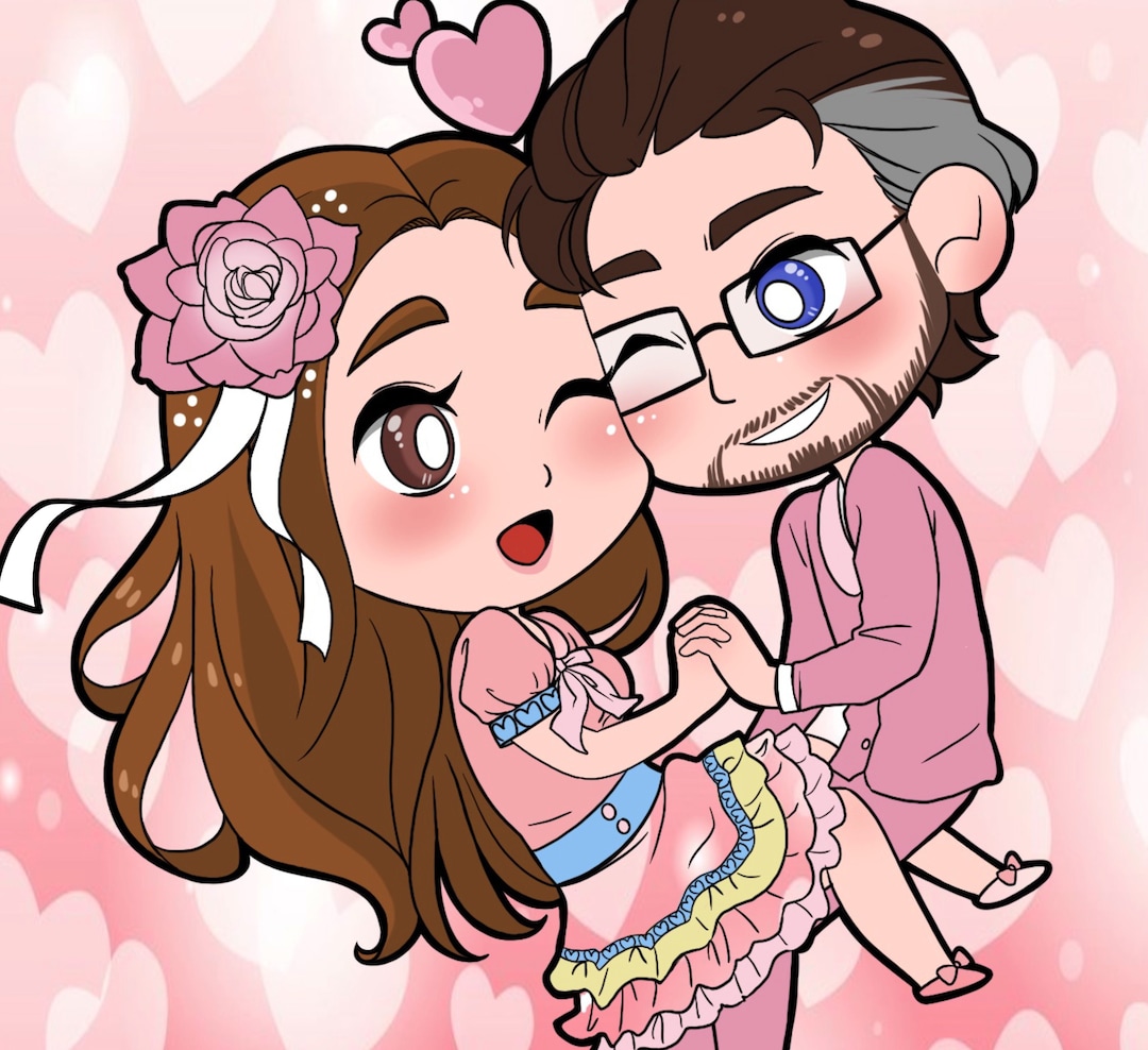 Chibi Couple Art Cute Custom Anime-style Couple Art - Etsy