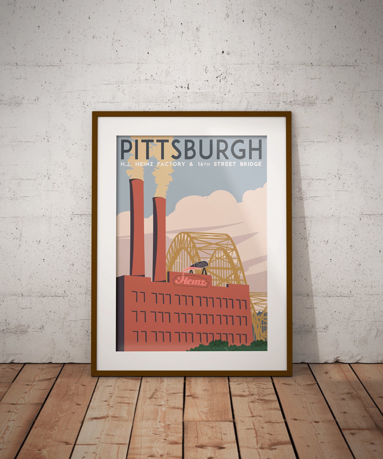 Vintage Inspired Pittsburgh Travel Poster (heinz Factory and 16th ...