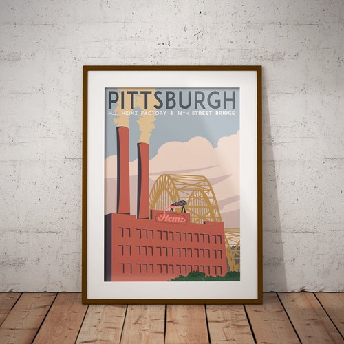 Vintage Inspired Pittsburgh Travel Poster allegheny - Etsy
