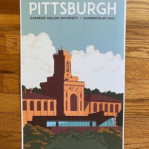 Vintage Inspired Pittsburgh Travel Poster (carnegie Mellon University ...