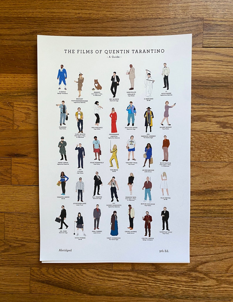 Quentin Tarantino Films Poster: Character Illustration Art Print - Etsy