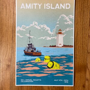 Vintage Amity Island Travel Poster jaws Movie Poster Alternative Movie ...