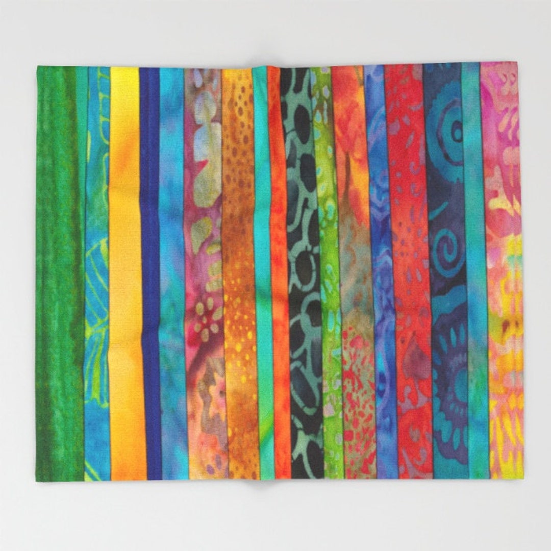 Batik Striped Blanket: Jewel Tone Throw, Colorful Decor - Etsy