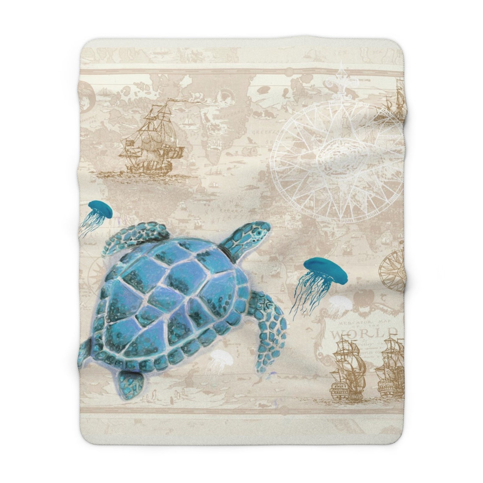 Sea Turtle Sherpa Fleece Blanket Coastal Decor Throw - Etsy