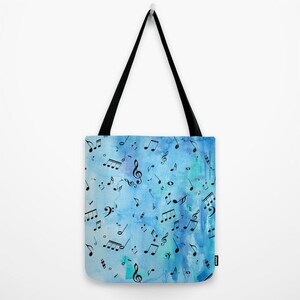 Music Notes Tote Bag, White and Black Musical, Singer, Musician Gift ...