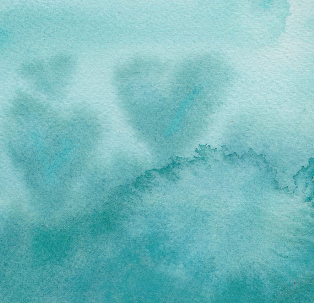 Aqua Teal Watercolor Bath Mat Waves of Love Hearts - Etsy