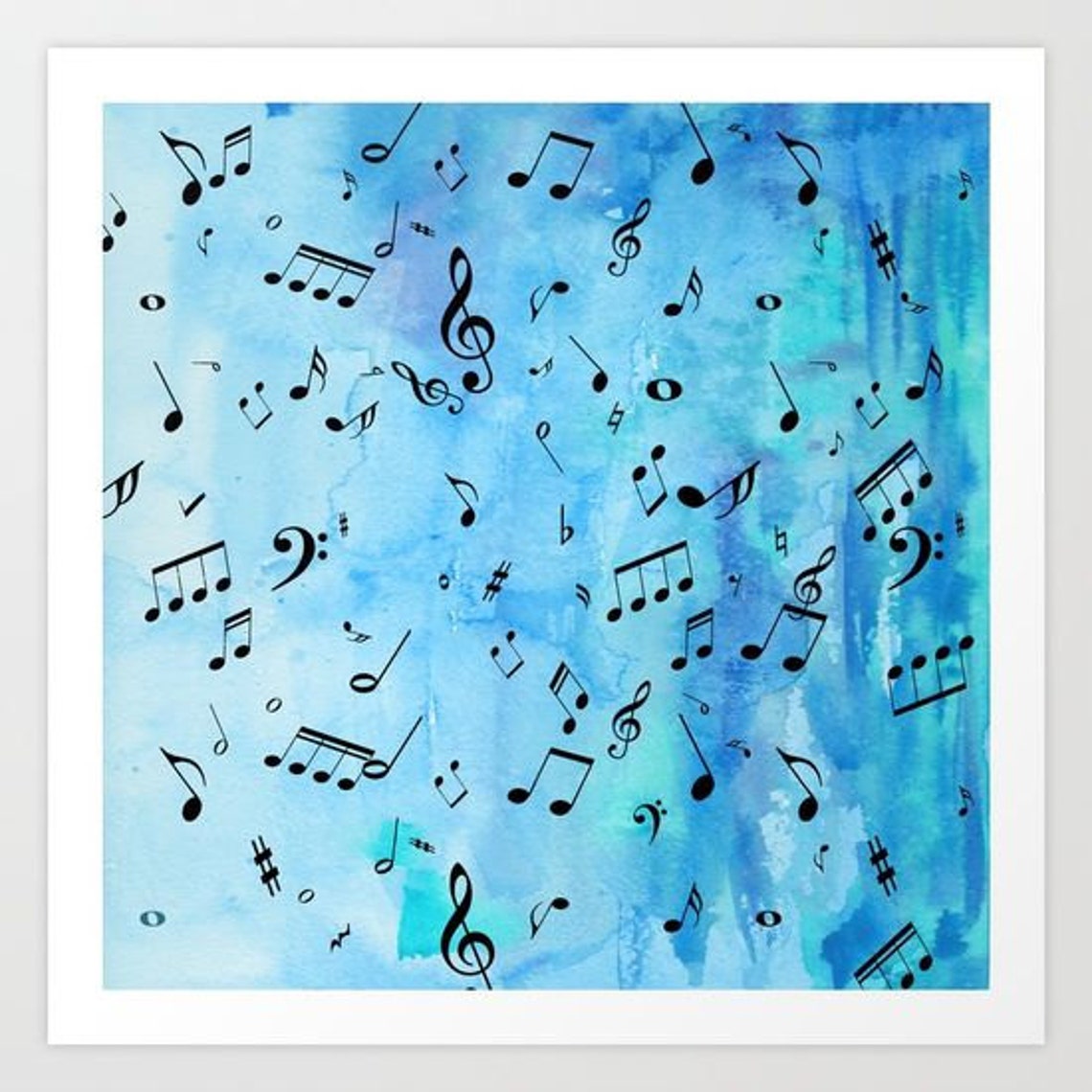 Blue Music Notes Duvet Cover Music Notes With Blue - Etsy