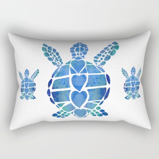 Sea Turtle Throw Pillow Cute Surfer Style Blue Ocean - Etsy