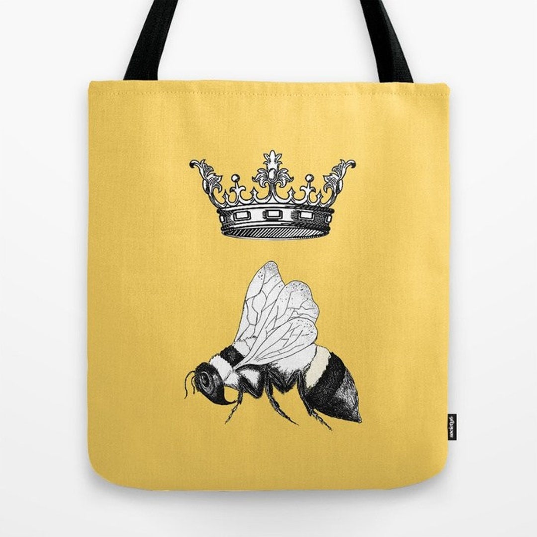 Queen Bee Tote Bag: Bright Yellow Poly Poplin Travel Bag - Etsy
