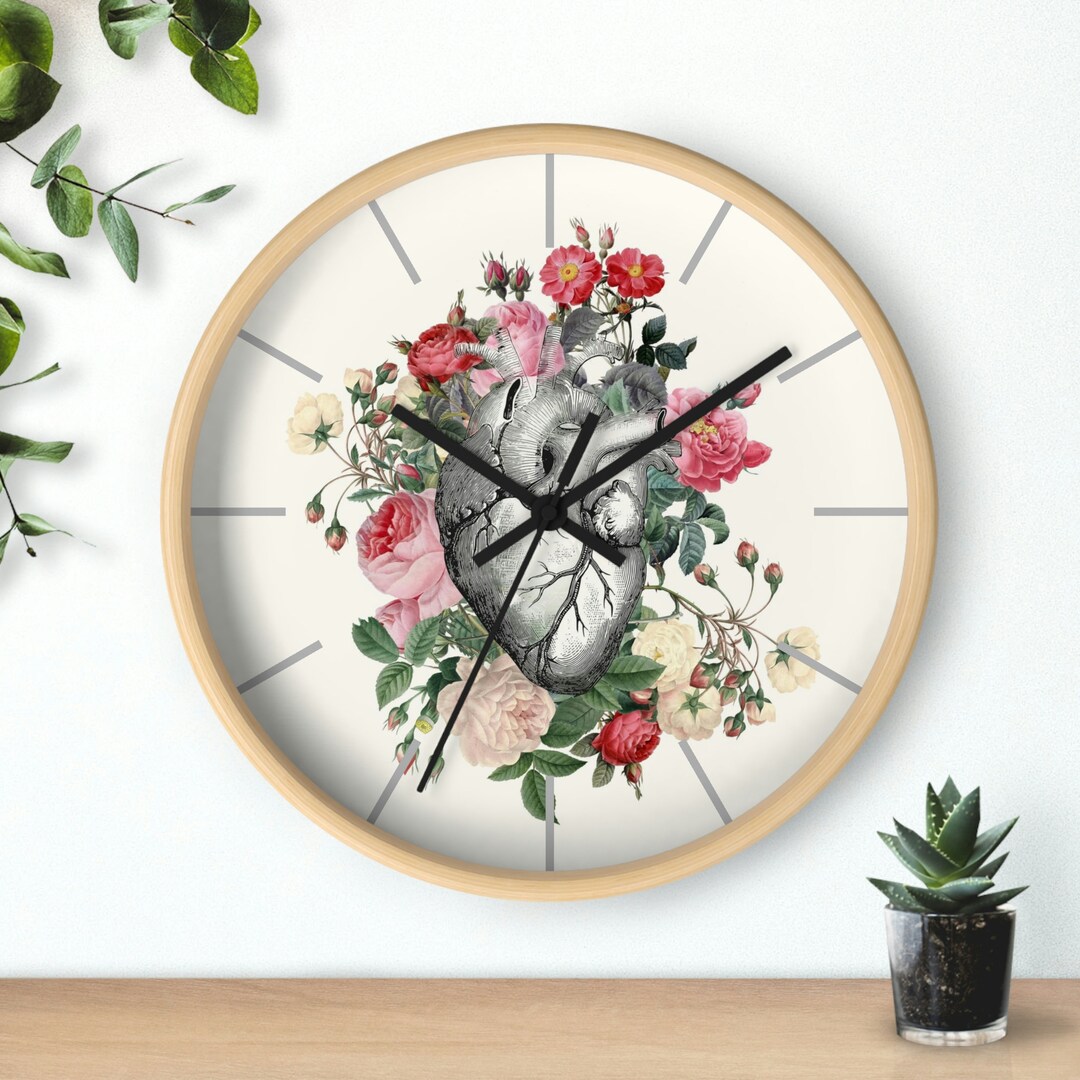 Anatomical Heart Wall Clock - Floral Anatomy, Love, Timepiece - Etsy