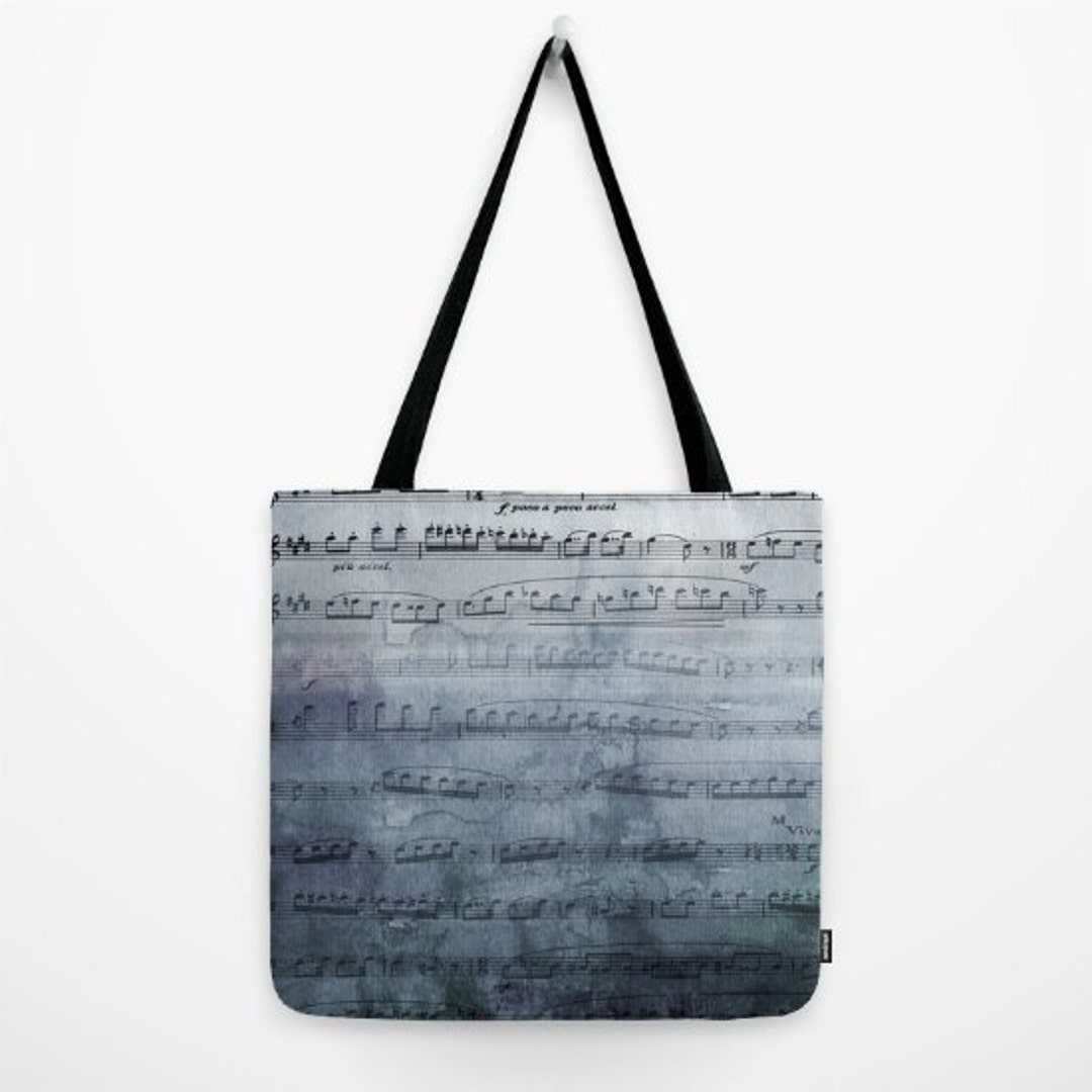Gray Sheet Music Tote Bag, Musical, Singer, Musician Gift, Notes ...