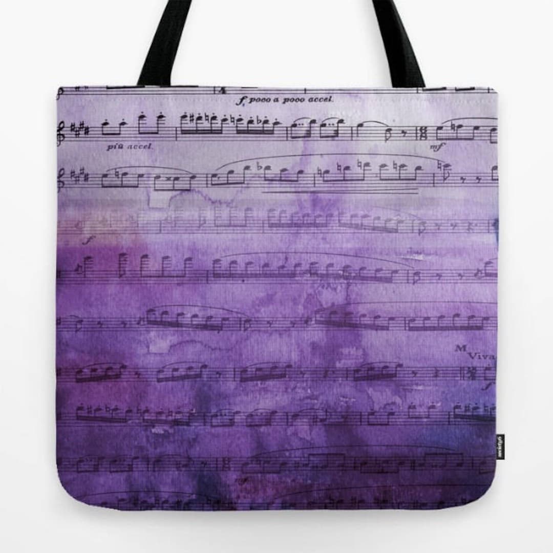 Purple Sheet Music Tote Bag, Musical, Singer, Musician Gift, Notes ...