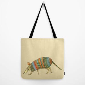 Armadillo Tote Bag, South West Design, Cute, Desert, Earth Tone, Green ...
