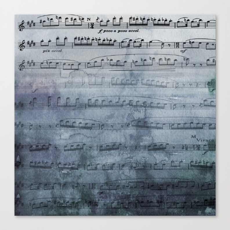 Gray Watercolor Music Duvet Cover Sheet Music Ombre Design - Etsy