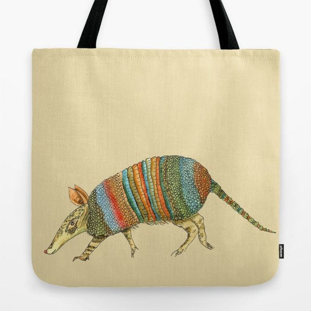 Armadillo Tote Bag, South West Design, Cute, Desert, Earth Tone, Green ...