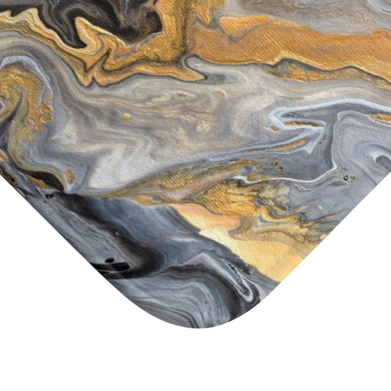 Black and Gold Marble Bath Mat - Marble Bathroom Decor - Etsy