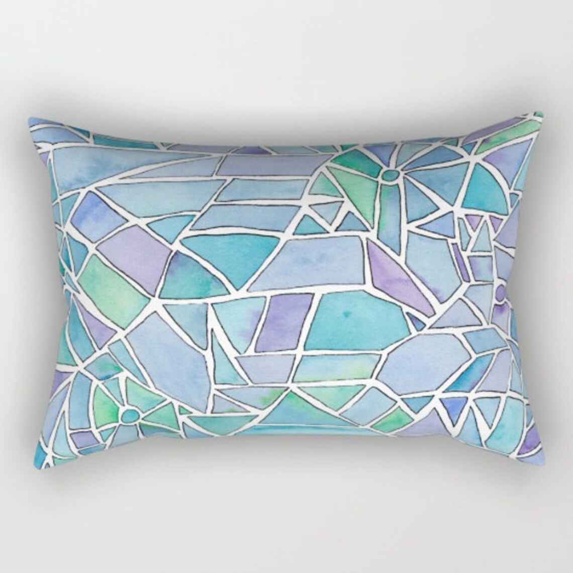 Beautiful Throw Pillow watercolor teal and purple mosaic | Etsy