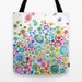 Colorful Tote Bag "inner Circle" Design Blue, Pink, Teal, Green, Yellow ...