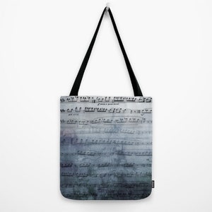 Gray Sheet Music Tote Bag, Musical, Singer, Musician Gift, Notes ...