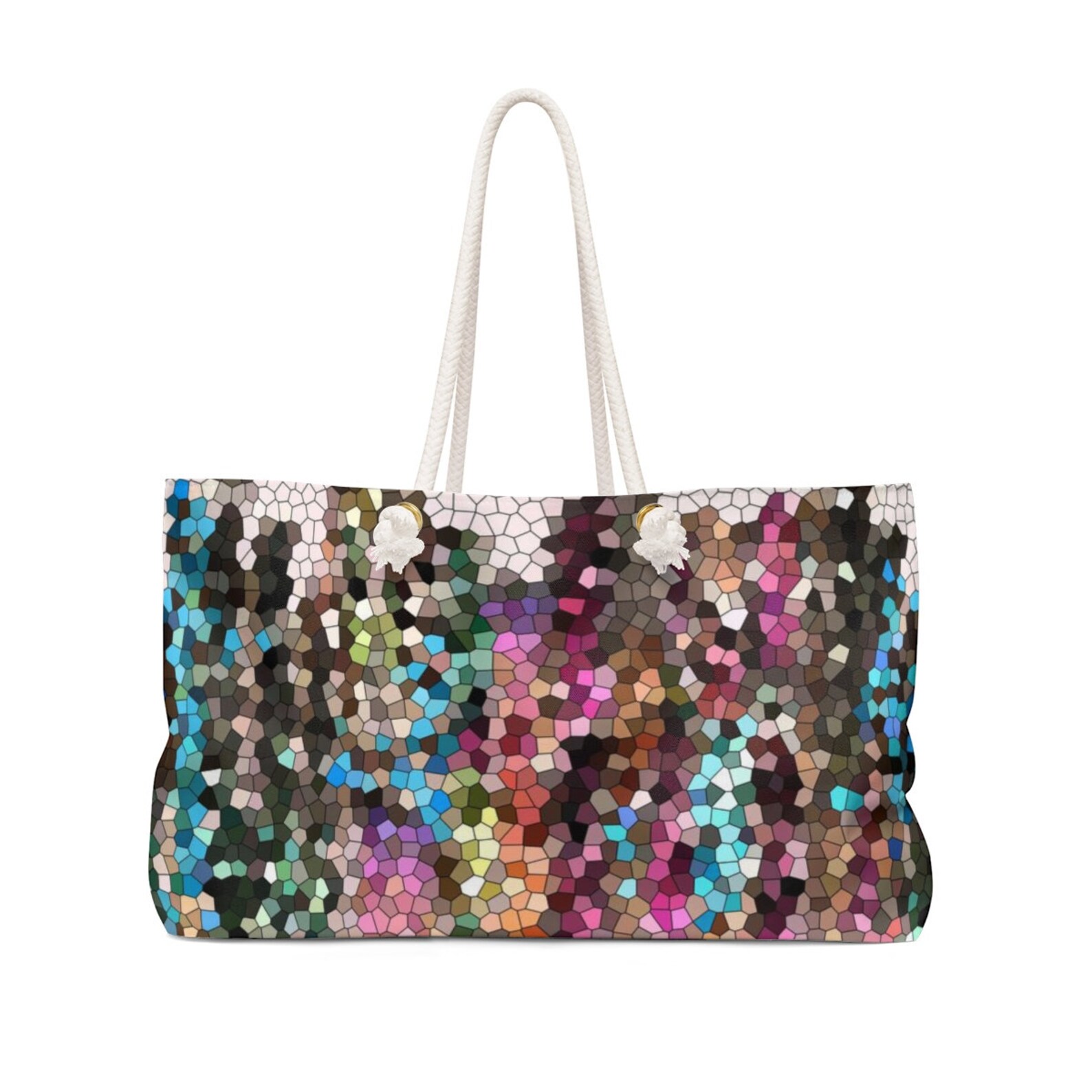 Jewel Tone Fabric Weekender tote Bag with rope handles | Etsy