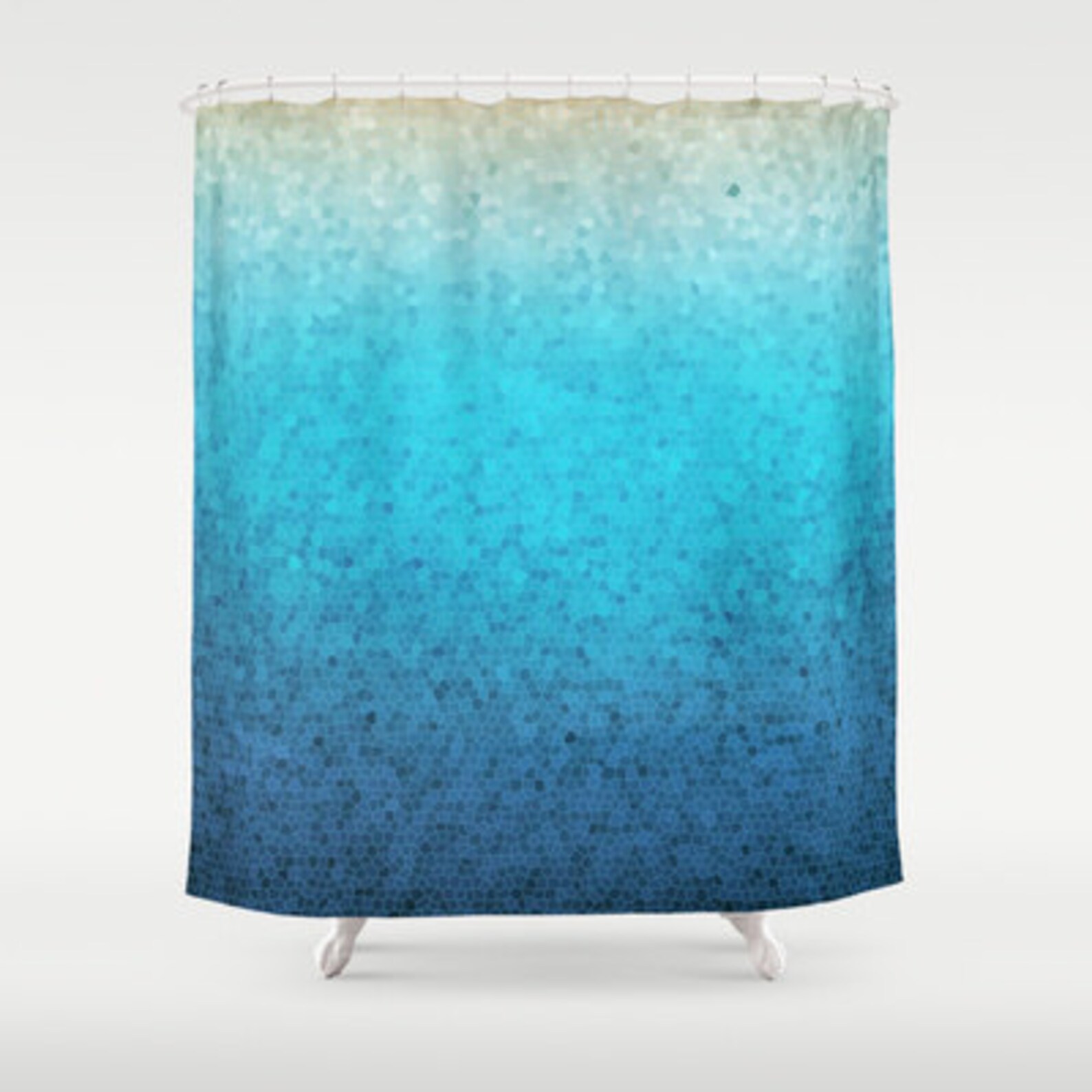 Blue Teal Gradient Shower Curtain Sea Glass Mosaic Ombre | Etsy