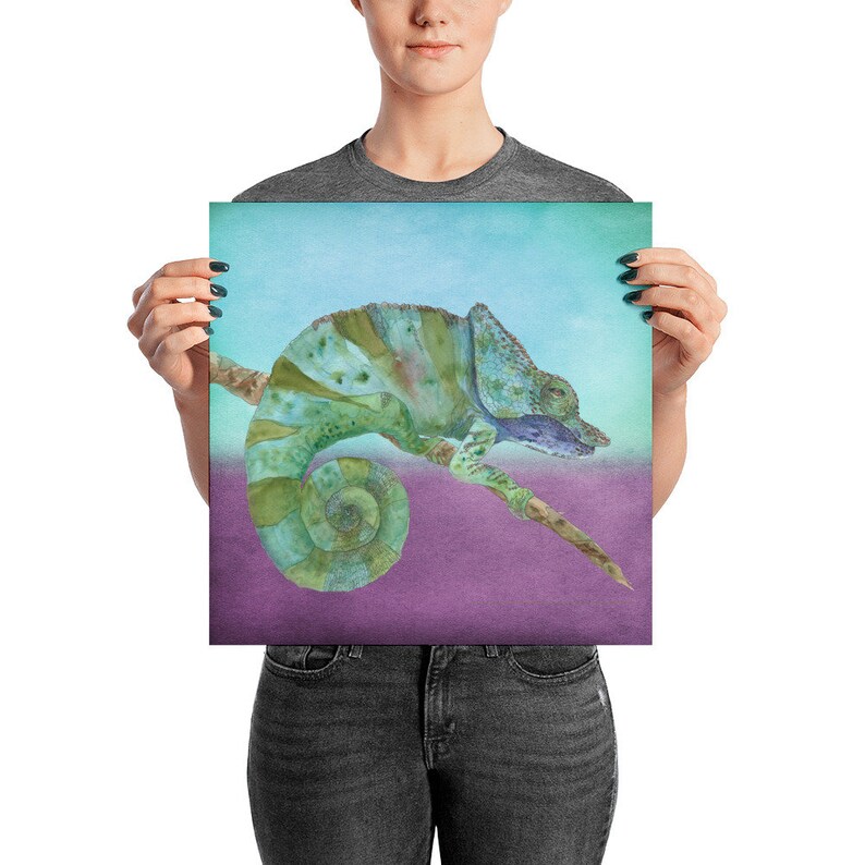 Chameleon Art Print unframed print of chameleon illustration | Etsy