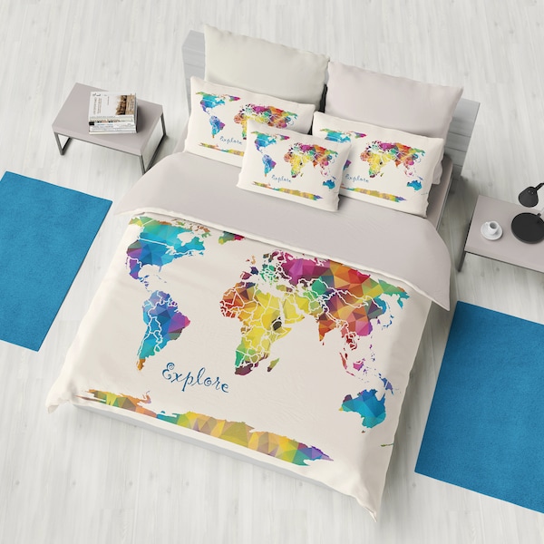 Travel Map Comforter - Etsy